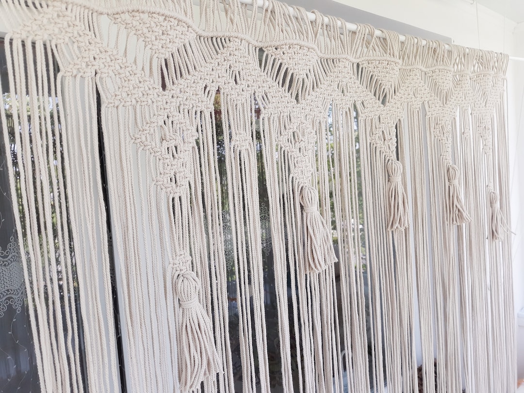 Macrame Curtain Room Divider Macrame Door Curtains Window Curtain ...