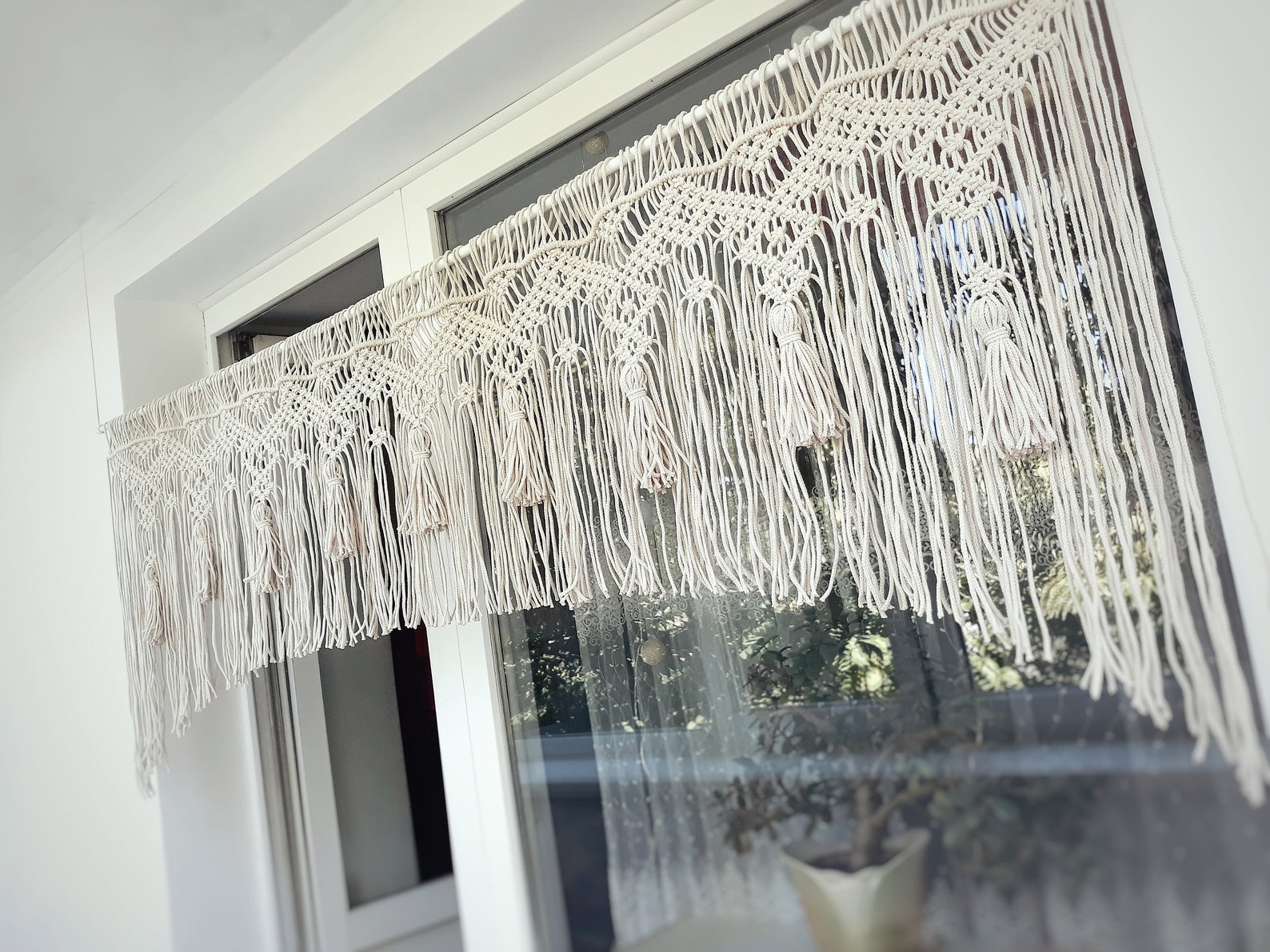 72 Macrame valance for wide window Macrame arch Kitchen | Etsy