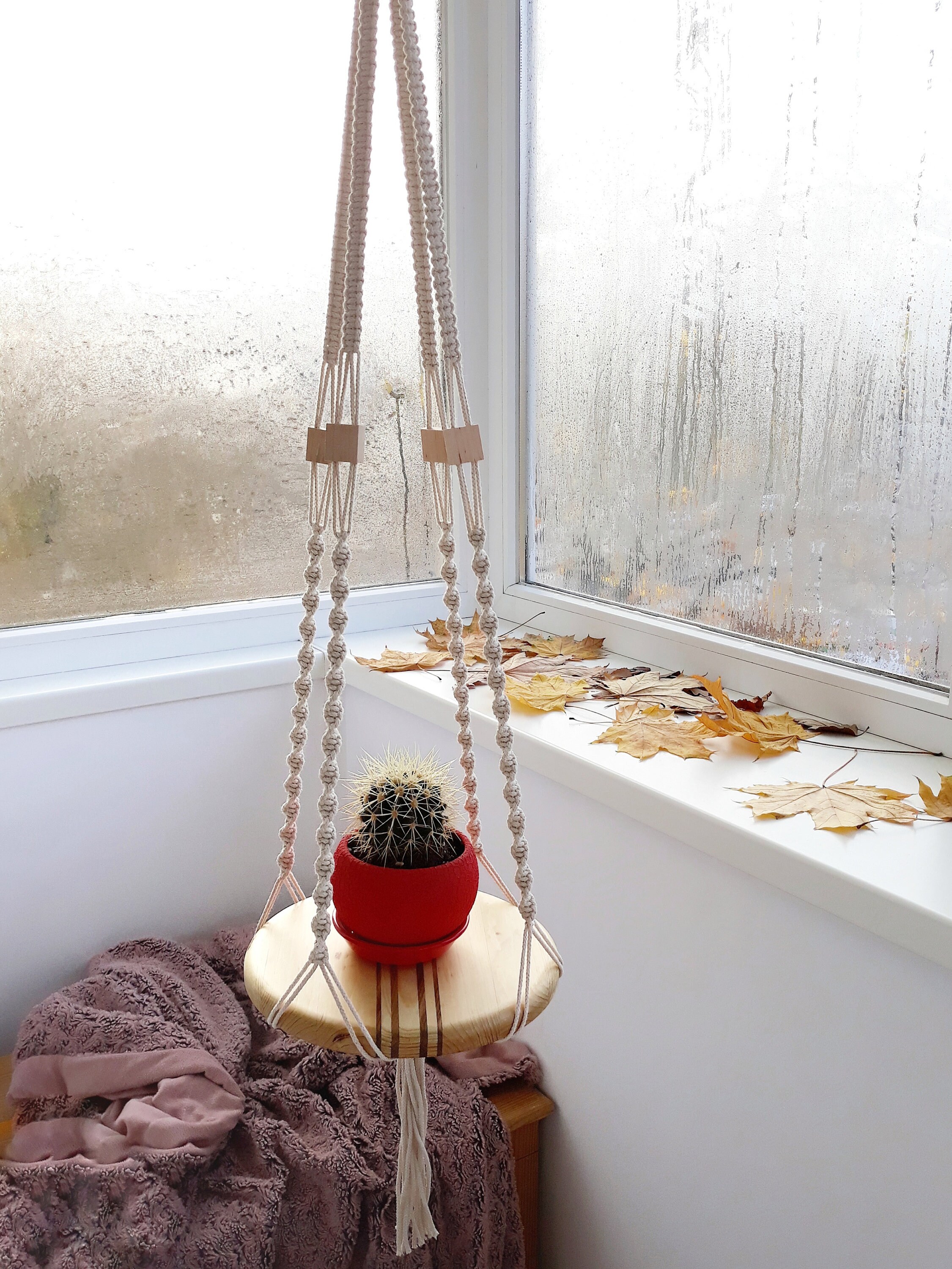 Macrame Hanging Shelf Macrame Plant Hanger Hanging Bedside Table ...