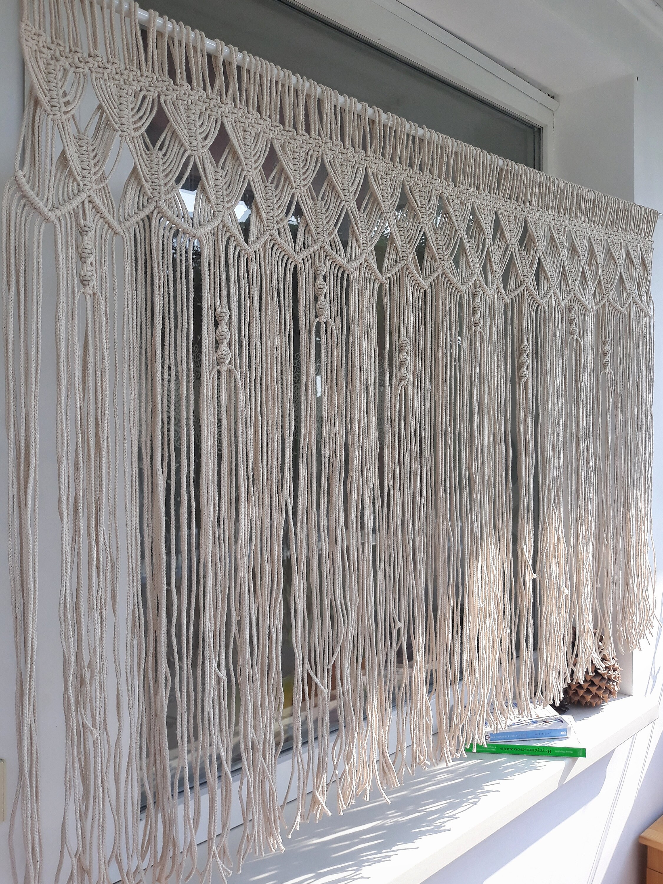 Macrame Curtain Window Valance Large Macrame Wall Hanging | Etsy