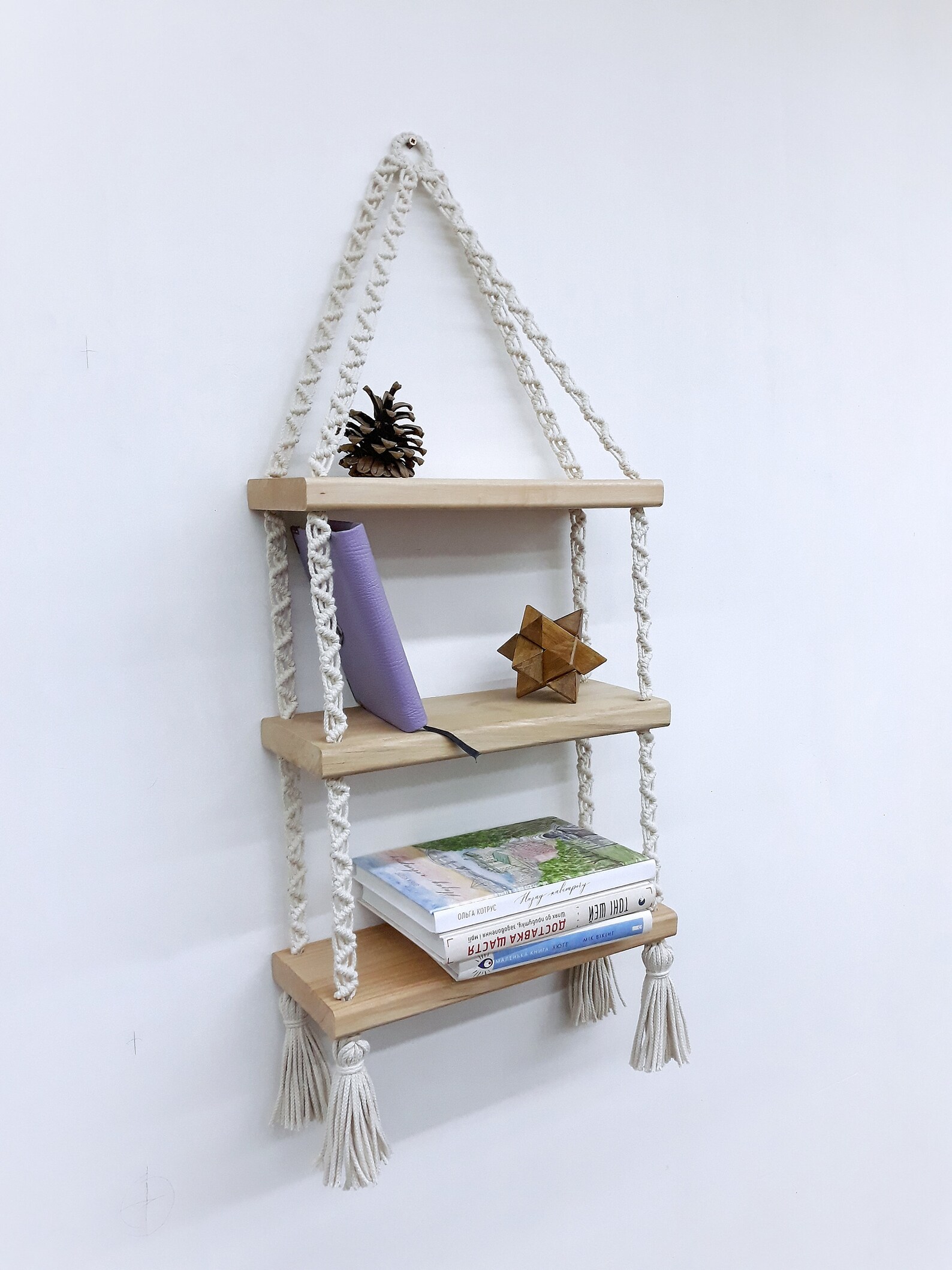 Triple Macrame Hanging Shelf Boho Macrame Shelves Eco-friendly - Etsy