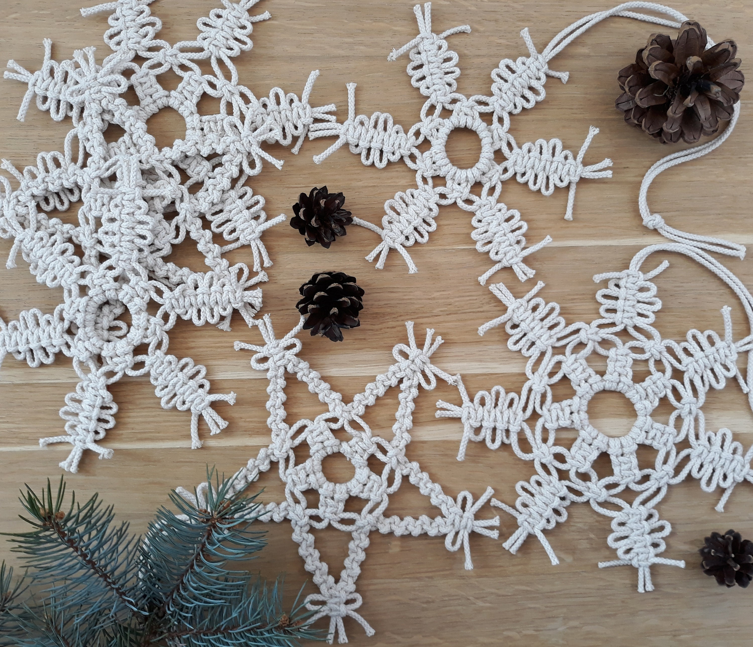 Set of 6 Macrame snowflakes Christmas ornaments Xmas boho home | Etsy