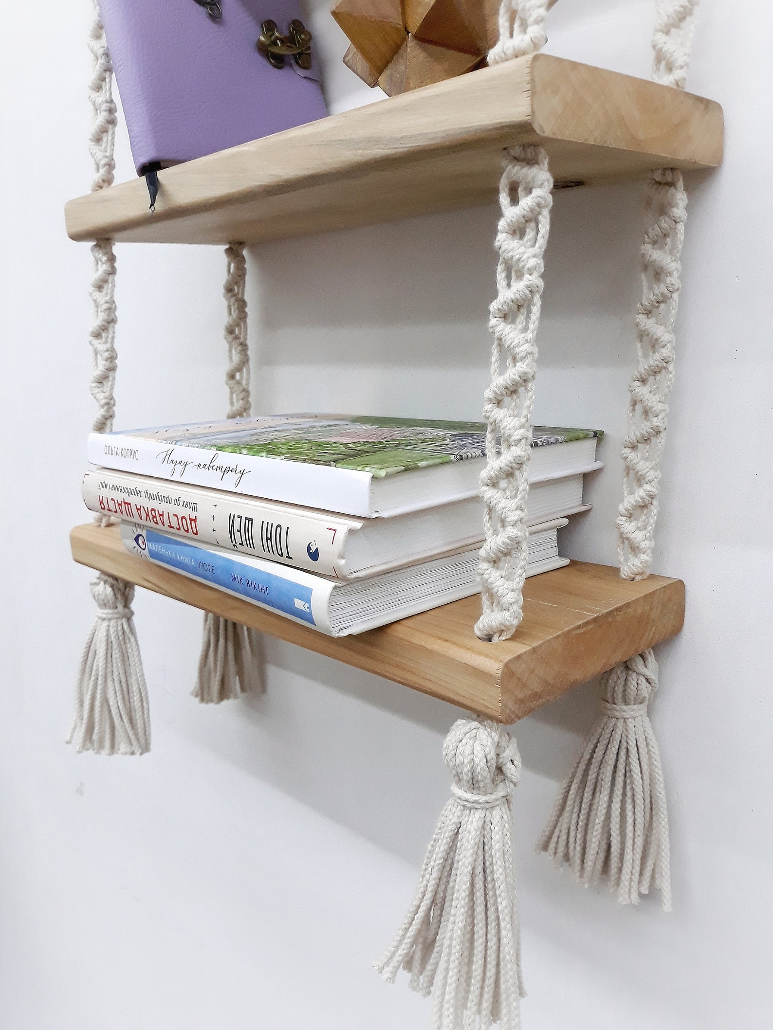 Triple Macrame Hanging Shelf Boho Macrame Shelves Eco-friendly - Etsy