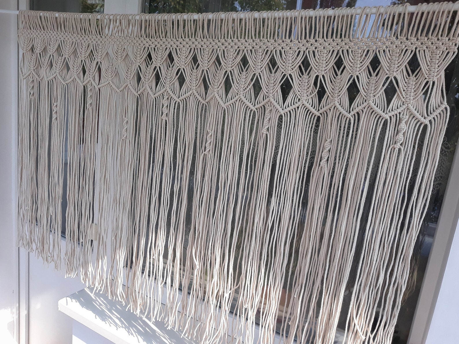 Macrame Curtain Window Valance Large Macrame Wall Hanging | Etsy