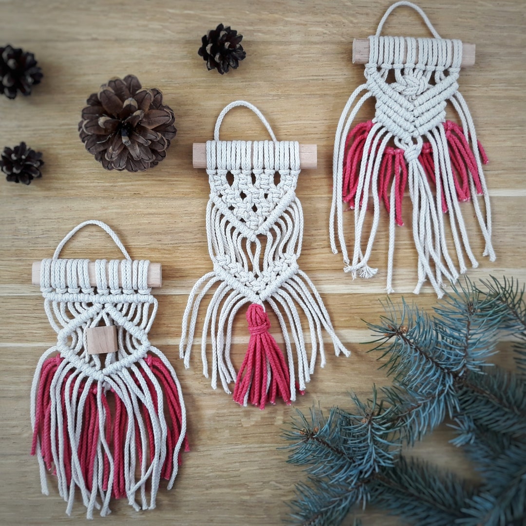 Christmas Tree Ornament Small Macrame Wall Hanging Xmas Boho Home Decor ...