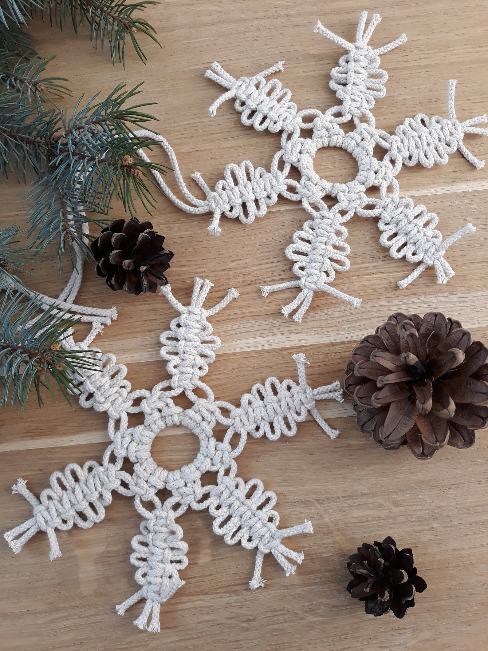 Set of 6 Macrame Snowflakes Christmas Ornaments Xmas Boho Home | Etsy