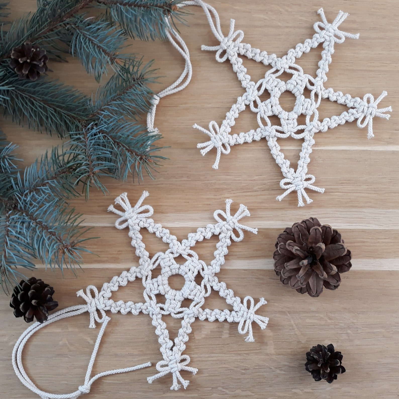 Set of 6 Macrame snowflakes Christmas ornaments Xmas boho home | Etsy