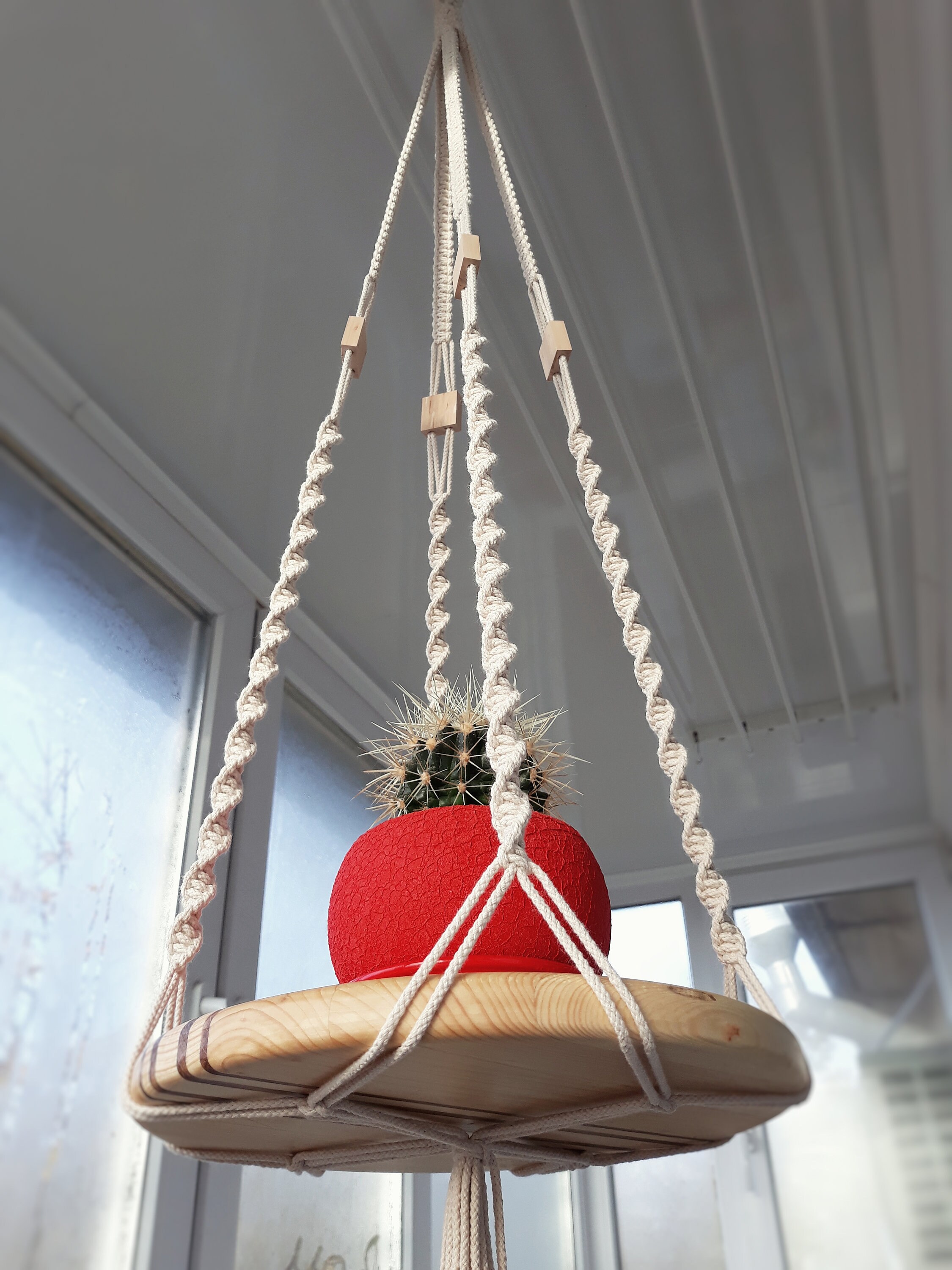 Macrame Hanging Shelf Macrame Plant Hanger Hanging Bedside Table ...