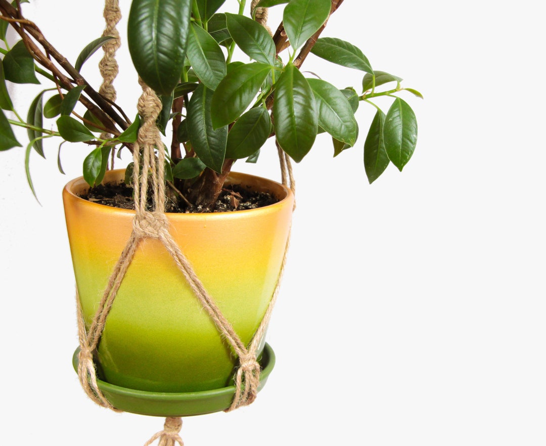 Jute Macrame Plant Hanger Hanging Planter Rustic Rope Planter Bohemian ...