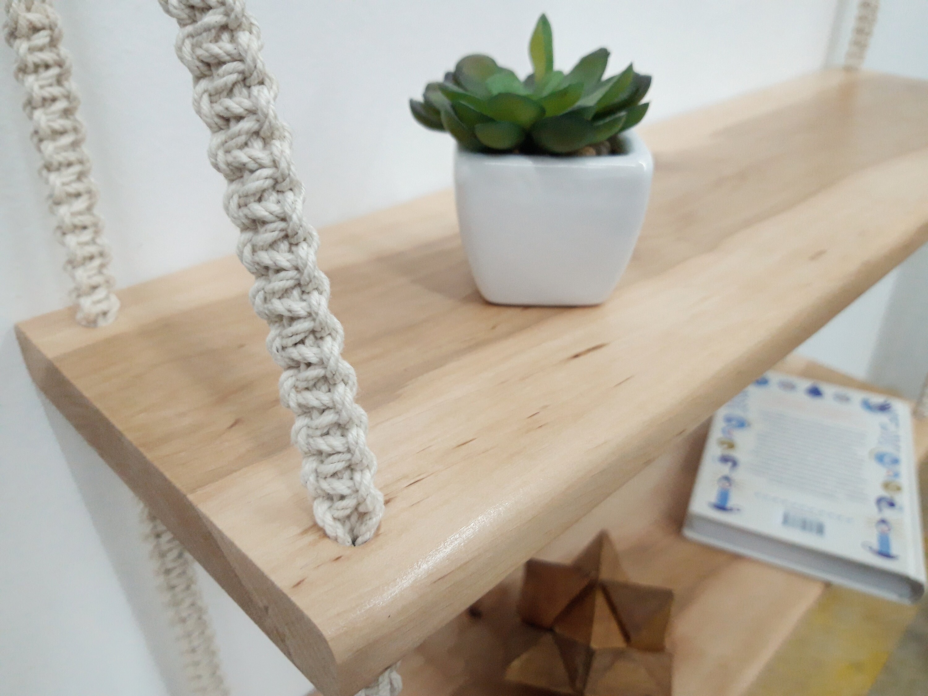 Macrame shelf Double hanging shelf Simple hanging shelf | Etsy