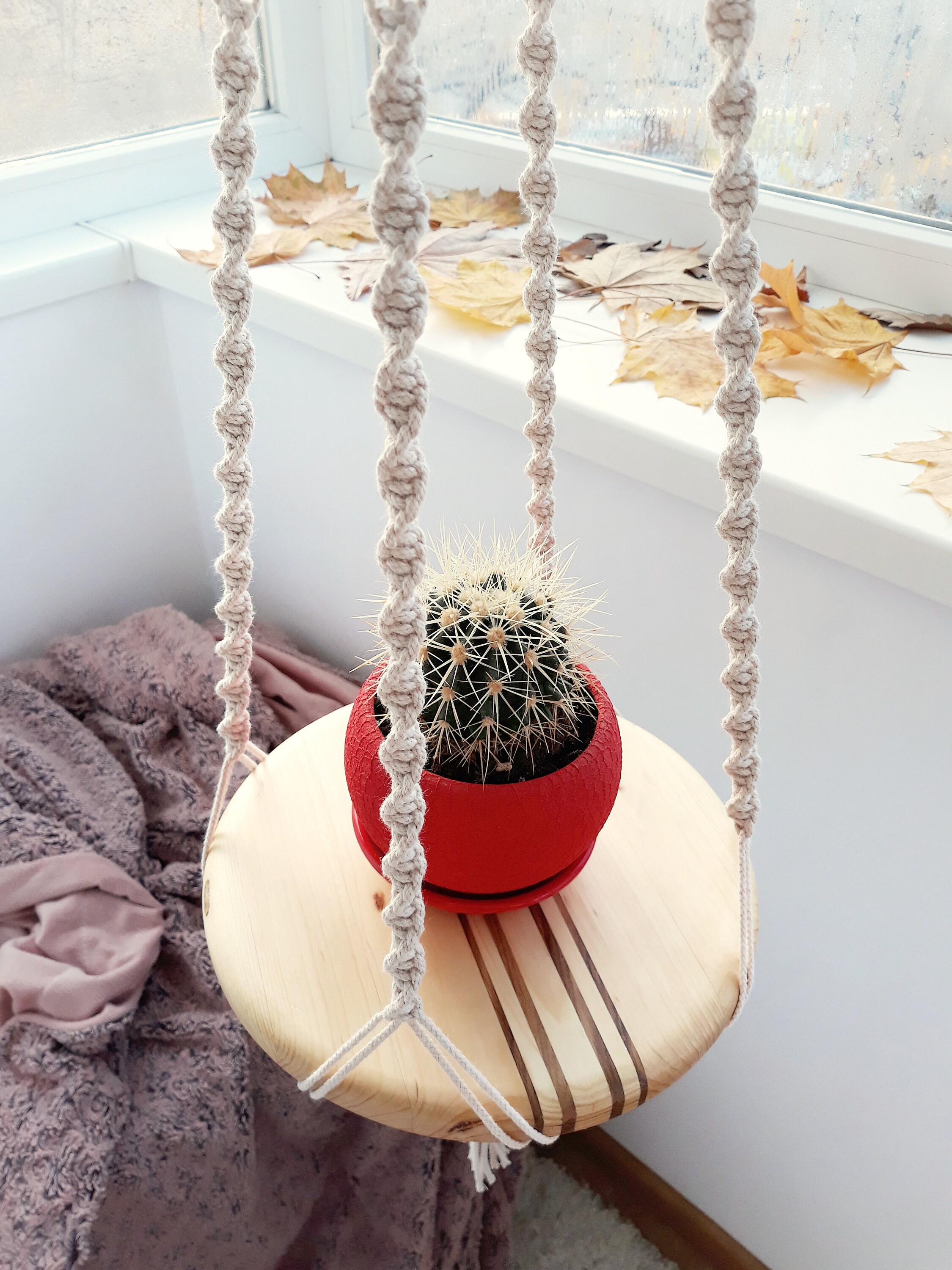 Macrame Hanging Shelf Macrame Plant Hanger Hanging Bedside Table ...