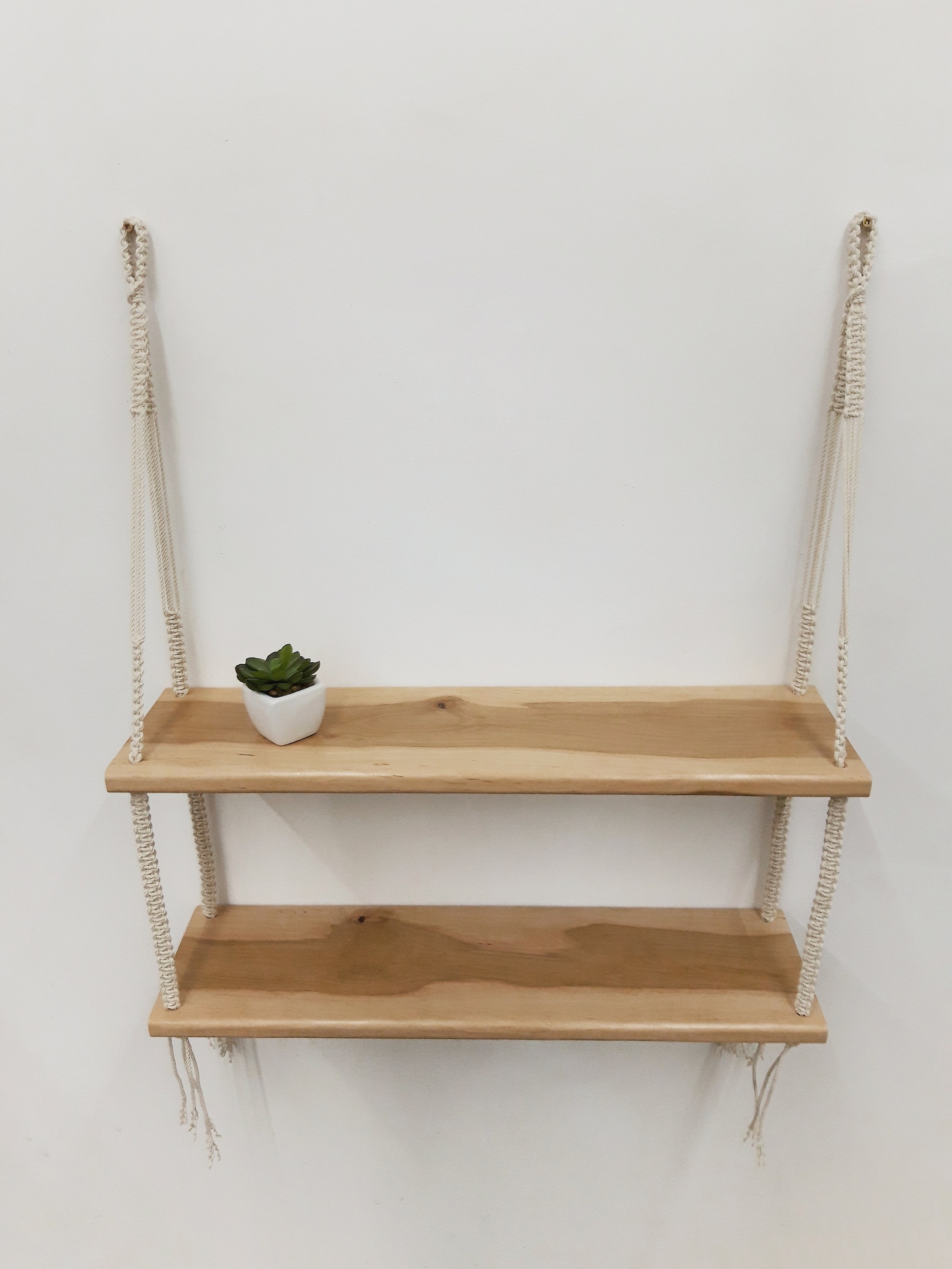 Macrame Shelf Double Hanging Shelf Simple Hanging Shelf | Etsy