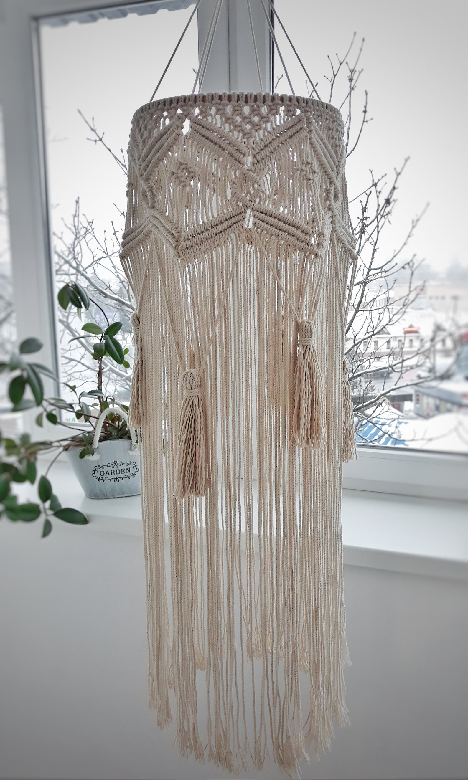 Macrame Chandelier Large Macrame Ceiling Hanging Bohemian Home - Etsy