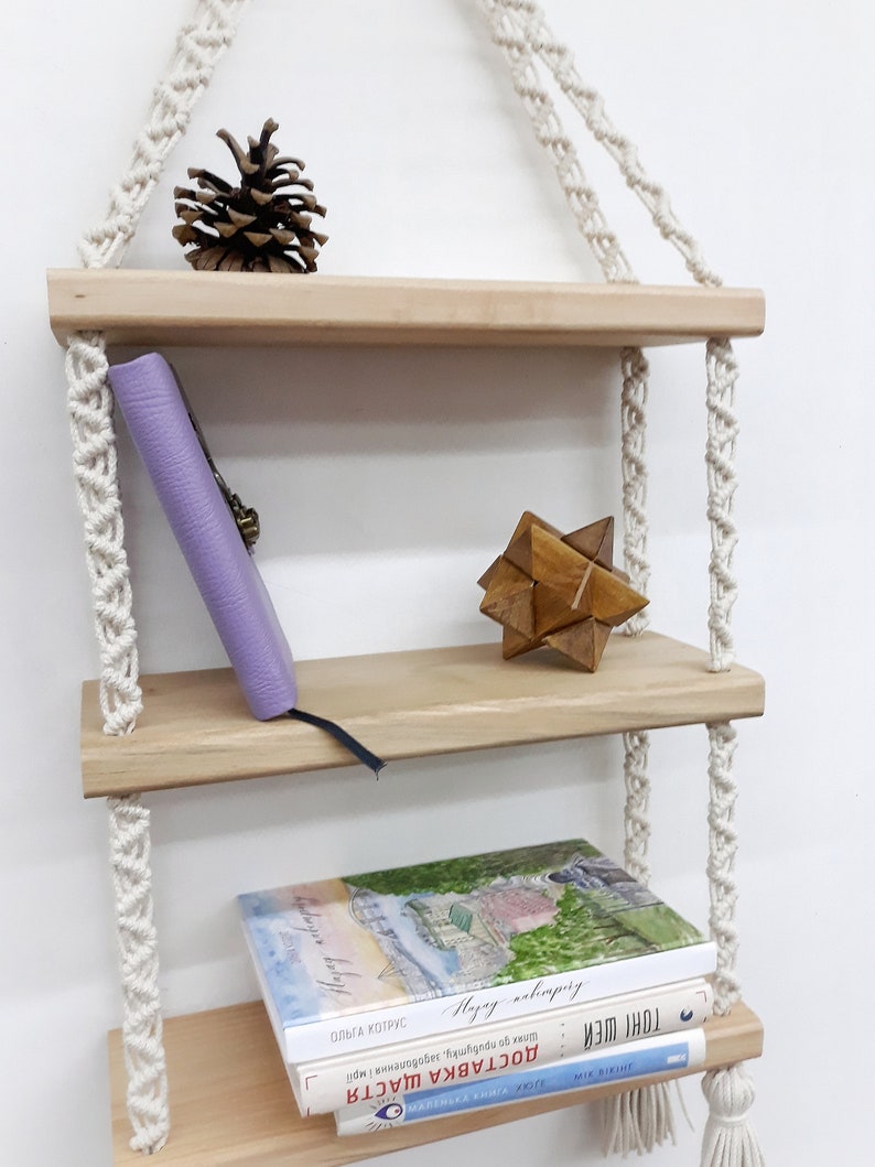 Triple Macrame Hanging Shelf Boho Macrame Shelves Eco-friendly - Etsy