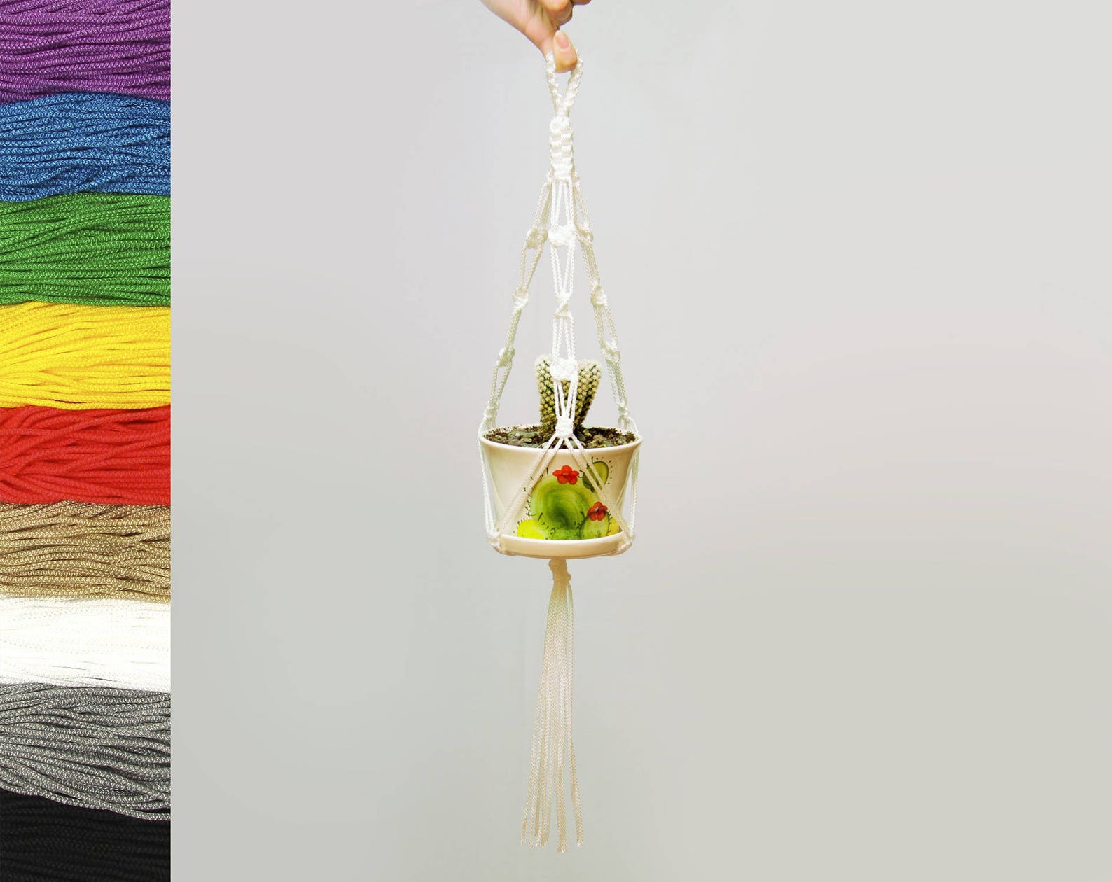 Small Macrame Plant Hanger 15", 20", 24" Hanging Planter Mini Pot ...