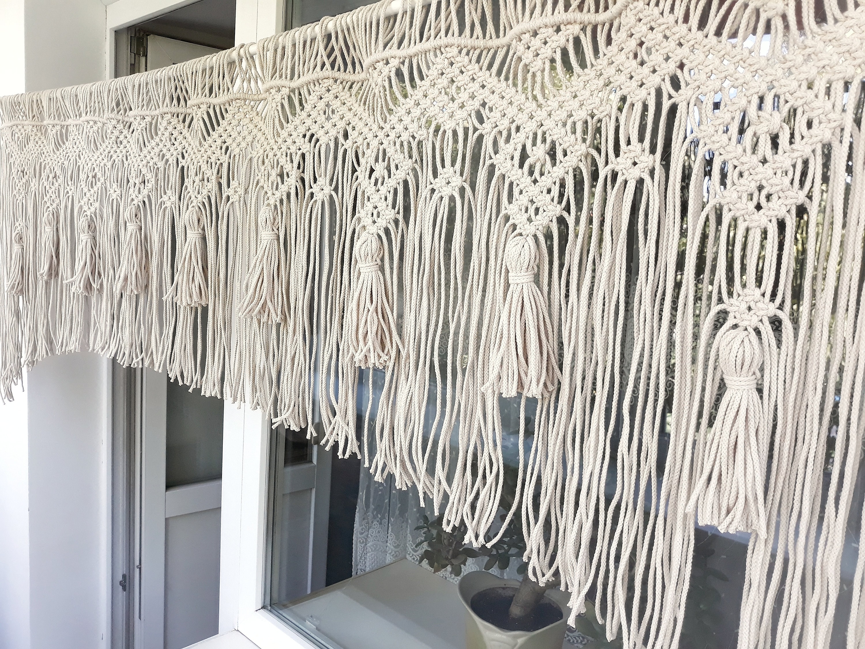 72 Macrame valance for wide window Macrame arch Kitchen | Etsy