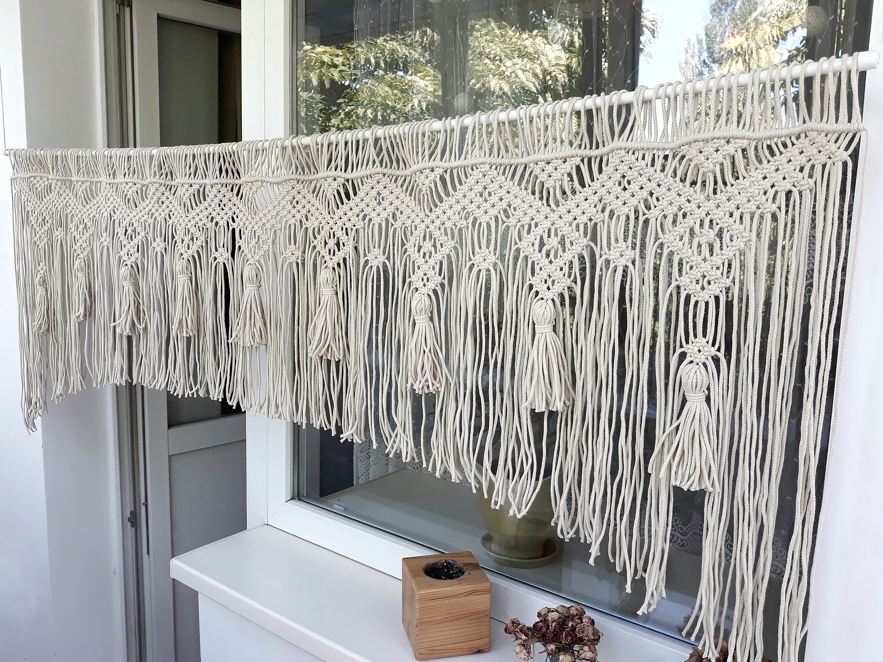 72 Macrame valance for wide window Macrame arch Kitchen | Etsy