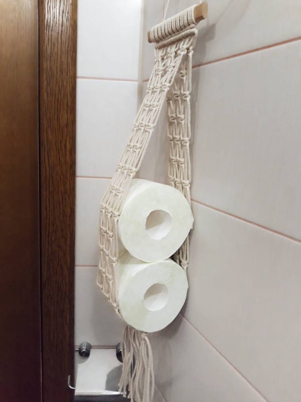 Macrame toilet tissue holder Boho roll holder Toilet paper | Etsy