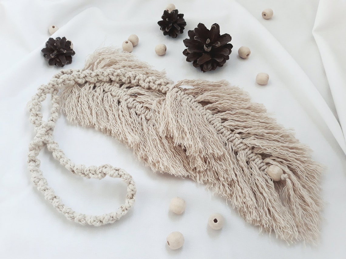 Set of 2 Macrame Tie Backs Curtain Holdback Feather Tiebacks | Etsy