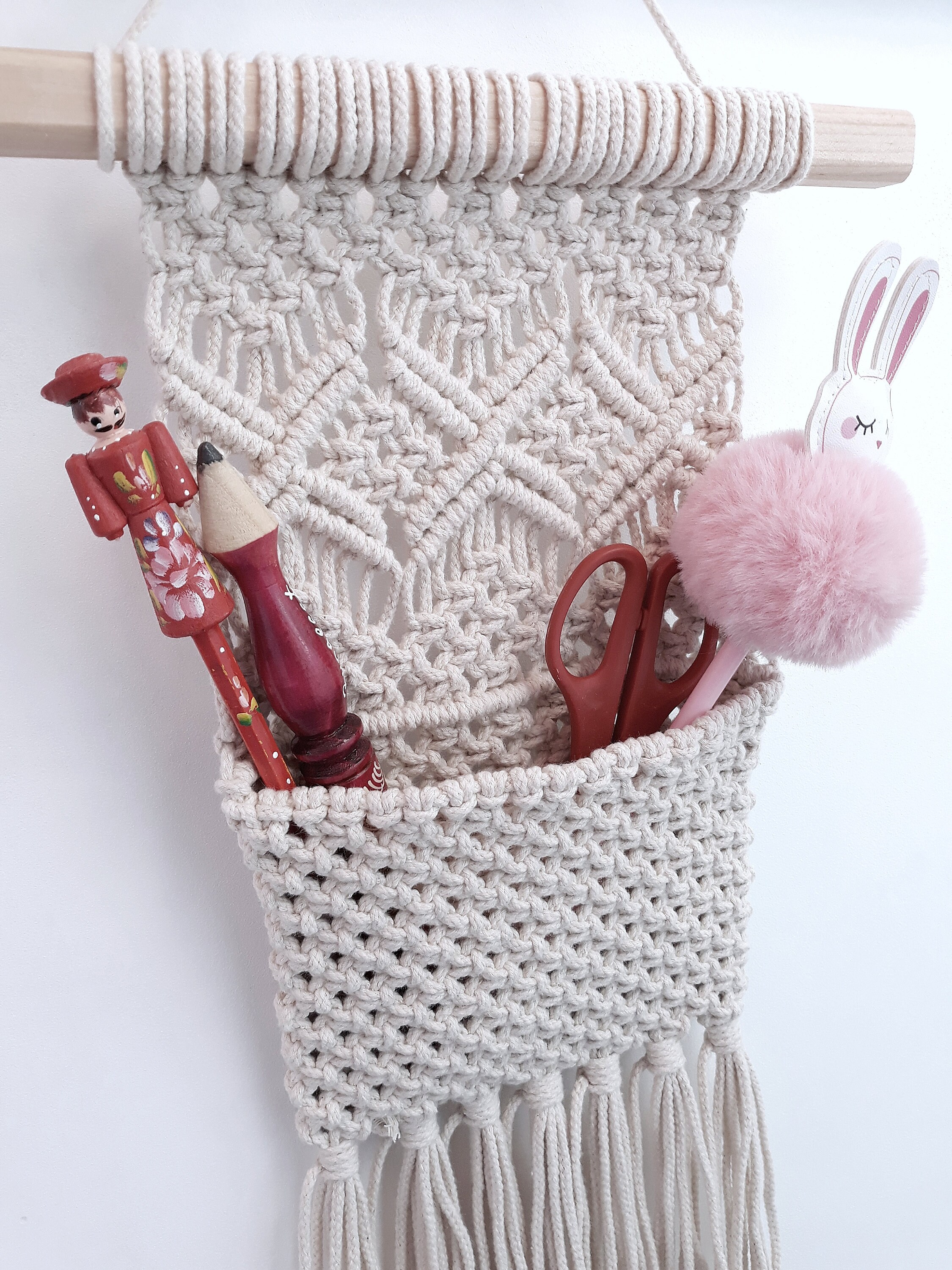 1970\u2019s jute macrame wall pouch mailkey holder Fiber Arts Macrame ...