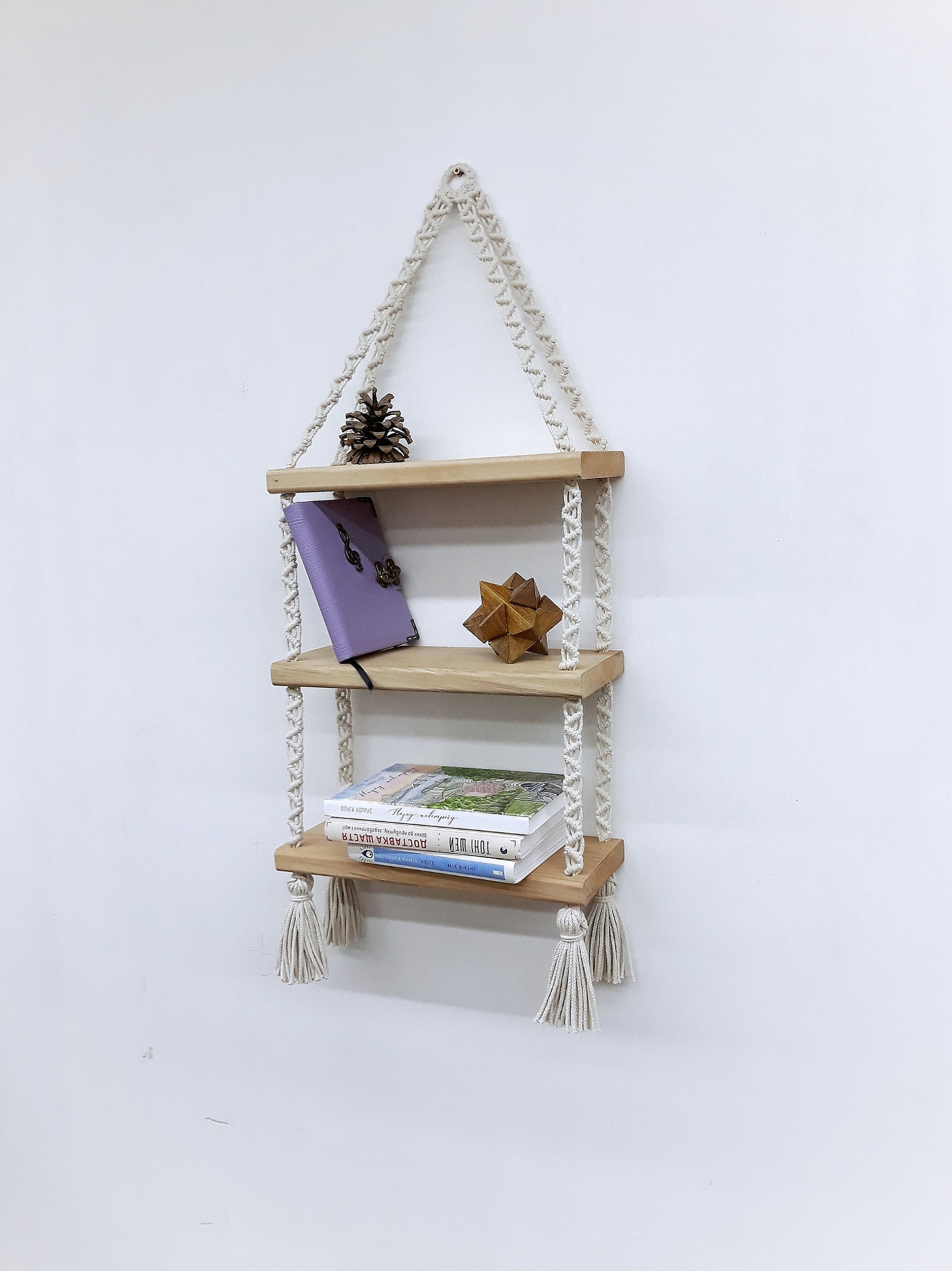 Triple Macrame Hanging Shelf Boho Macrame Shelves Eco-friendly - Etsy