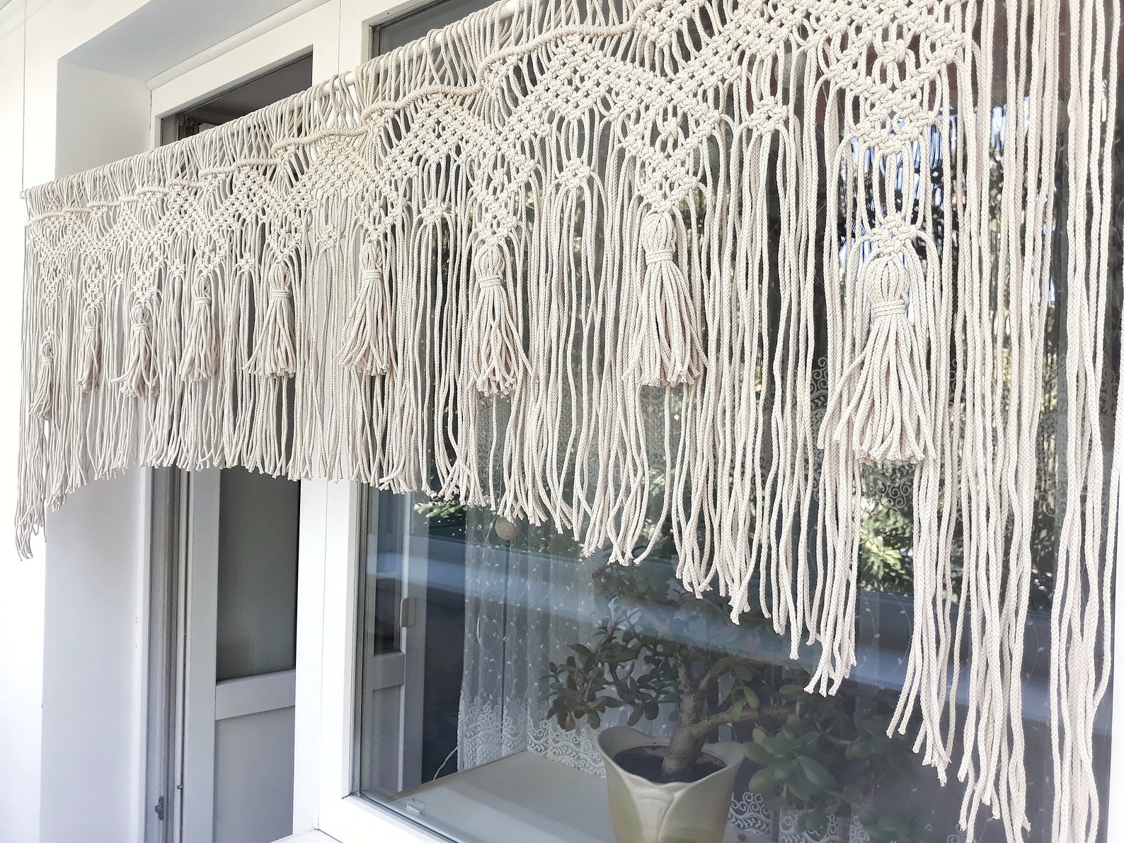72 Macrame Valance for Wide Window Macrame Arch Kitchen - Etsy