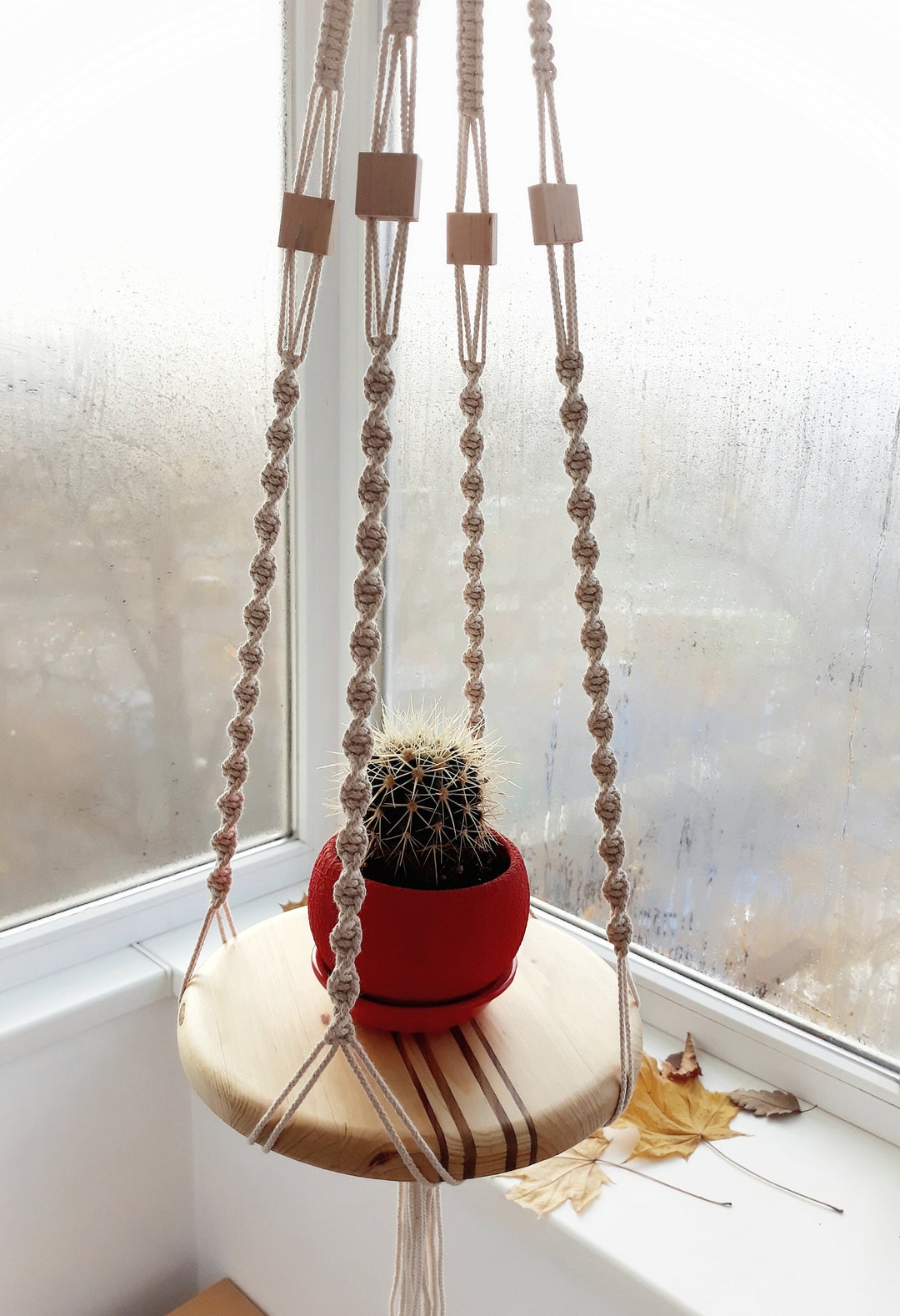Macrame Hanging Shelf Macrame Plant Hanger Hanging Bedside Table ...