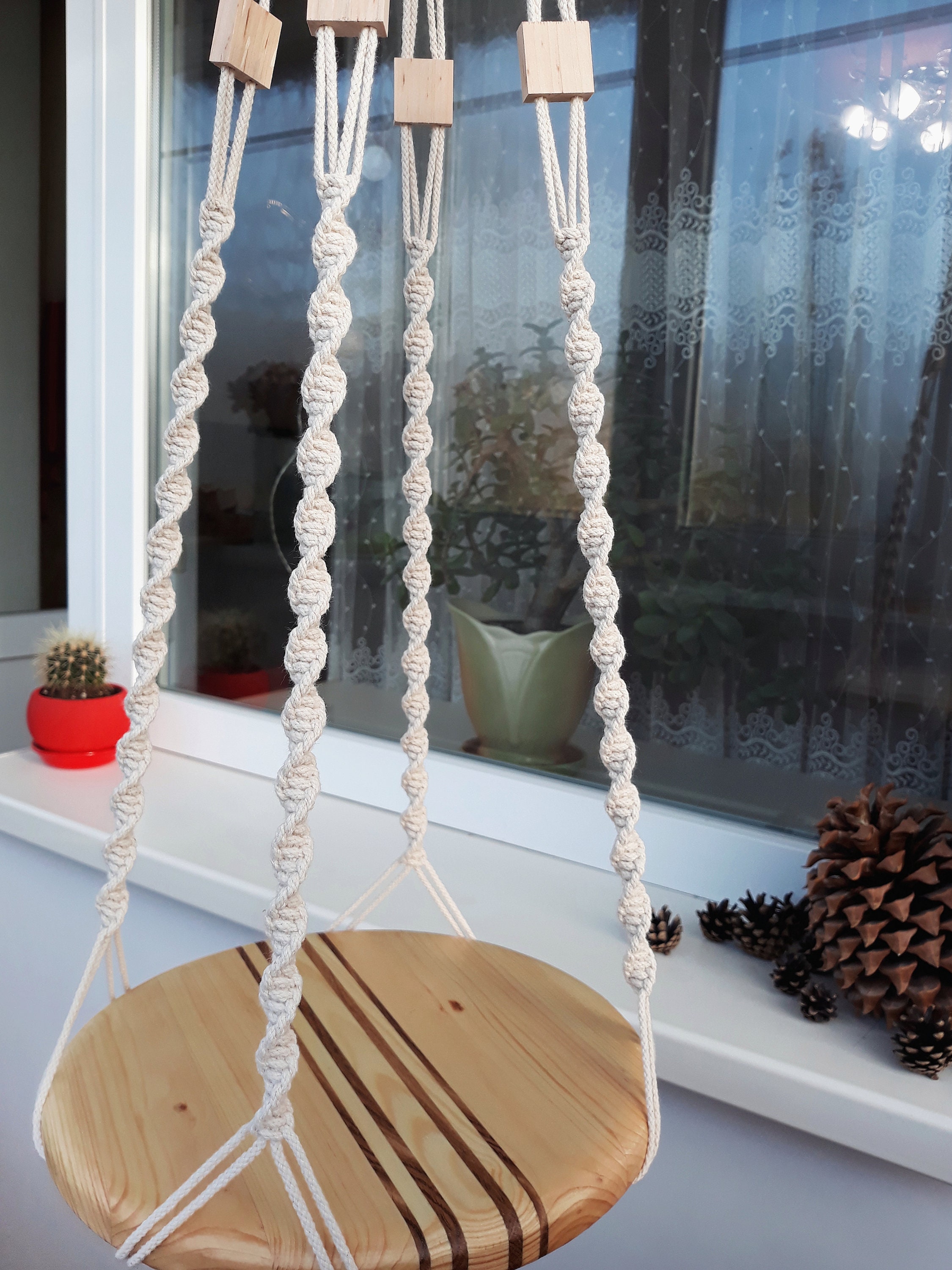 Macrame Hanging Shelf Macrame Plant Hanger Hanging Bedside Table ...