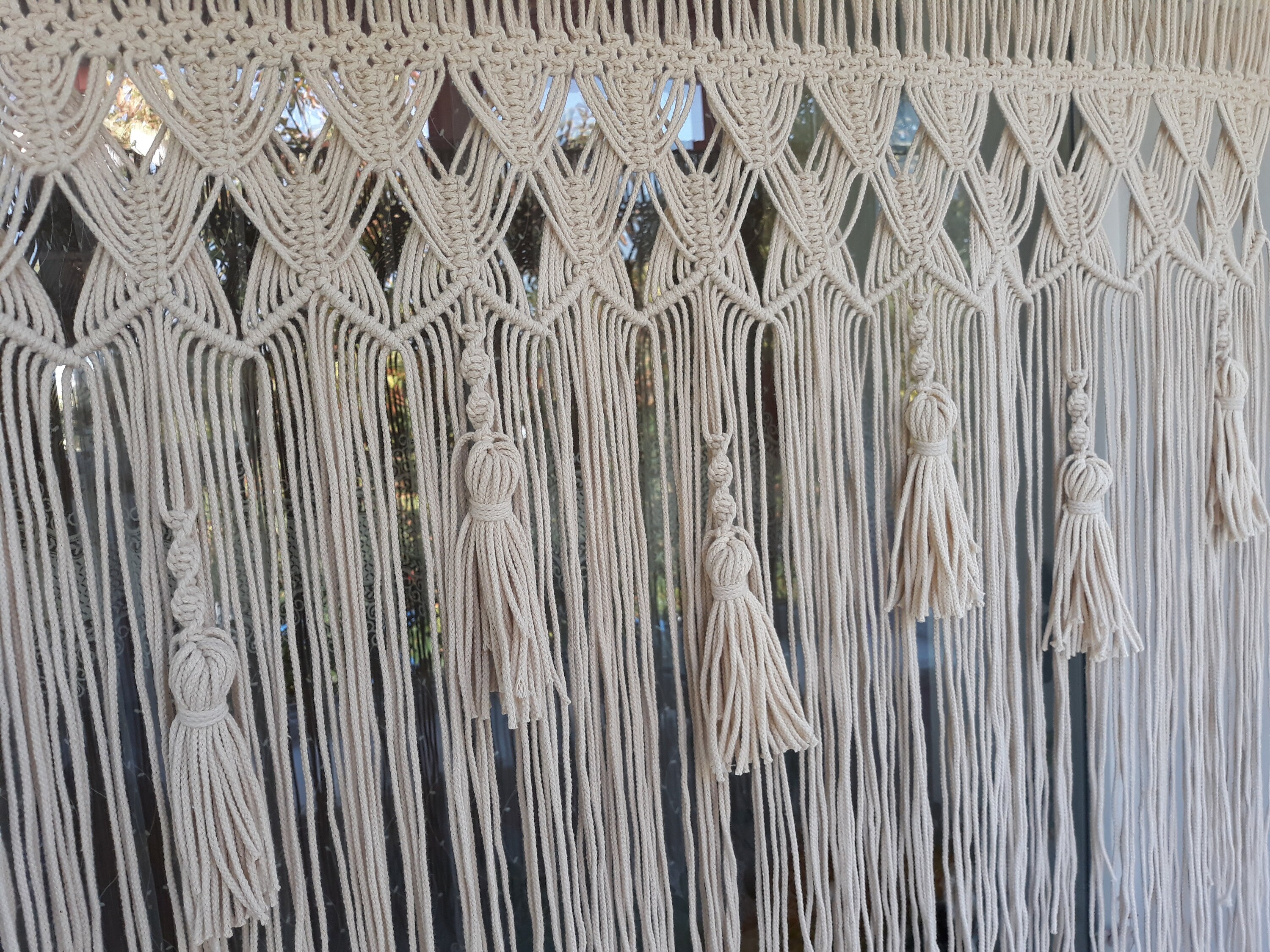 Macrame window curtain Macrame valance Over the bed wll | Etsy