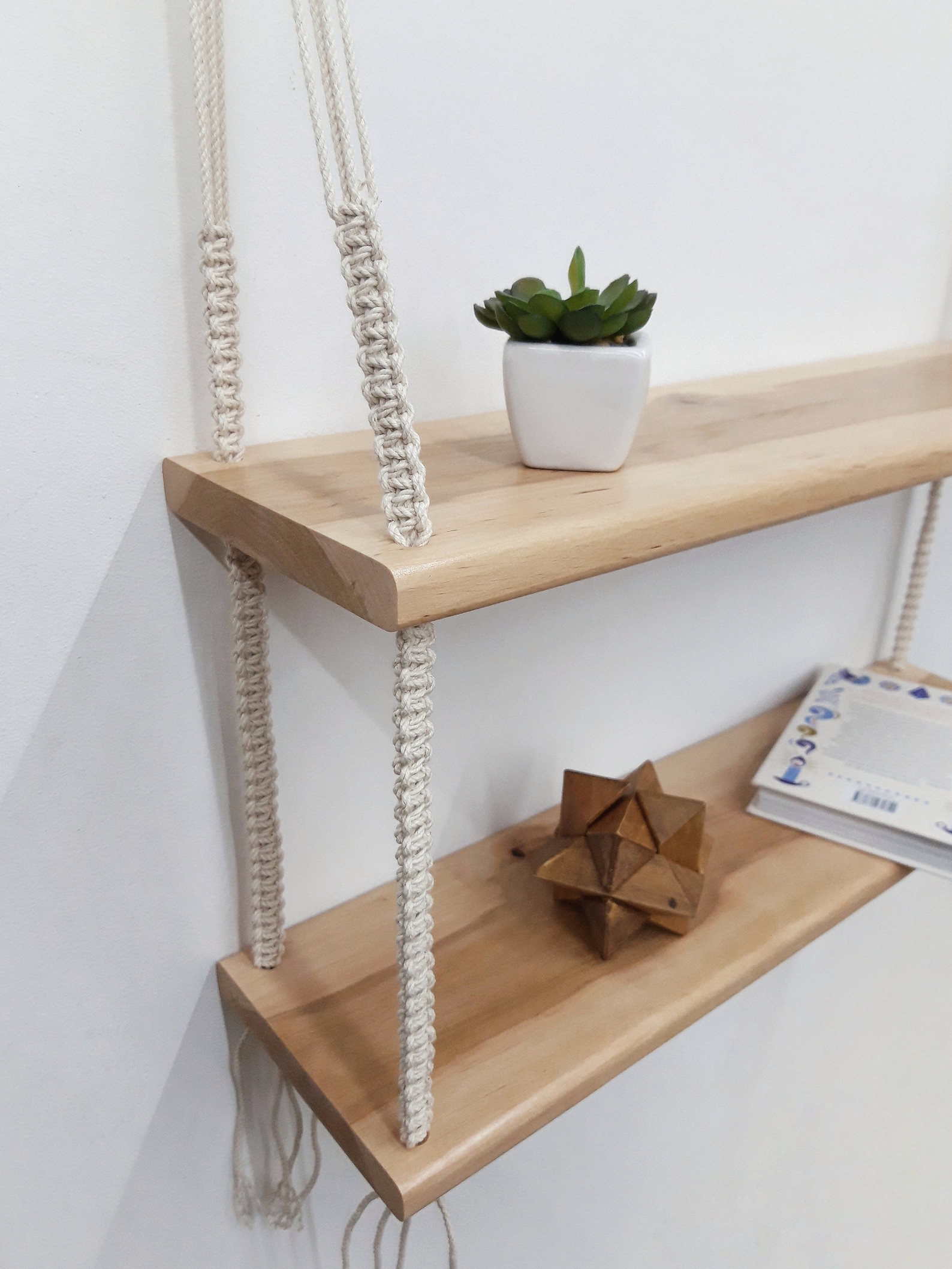 Macrame Shelf Double Hanging Shelf Simple Hanging Shelf | Etsy