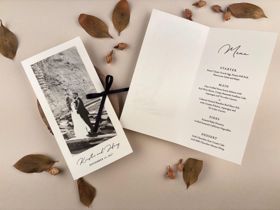 Photo Printed Gatefold Menu Card, Wedding, Birthday, Quinceanera ...