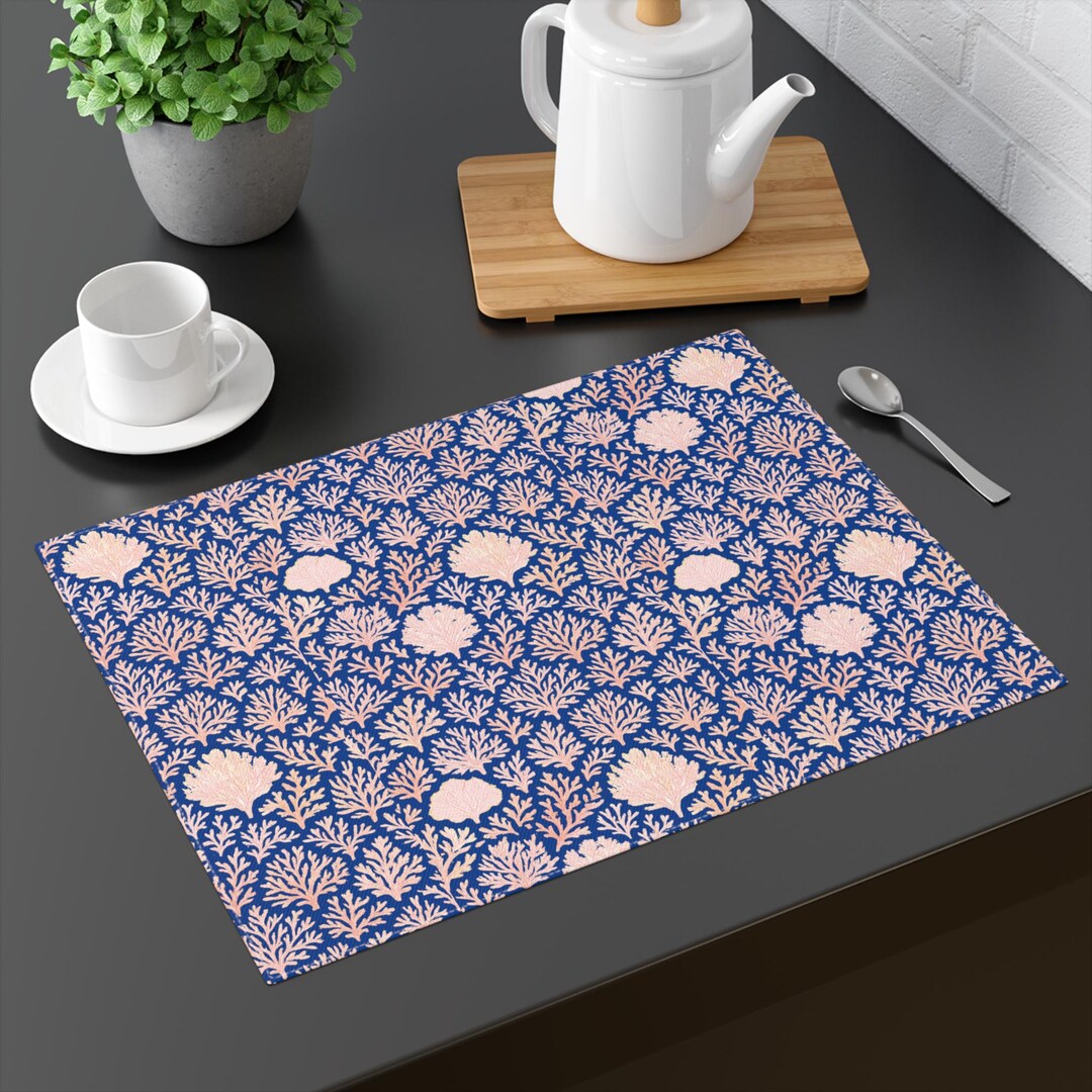 Pink Reef Collection Seashell Placemat Dining Decor Coastal Table ...