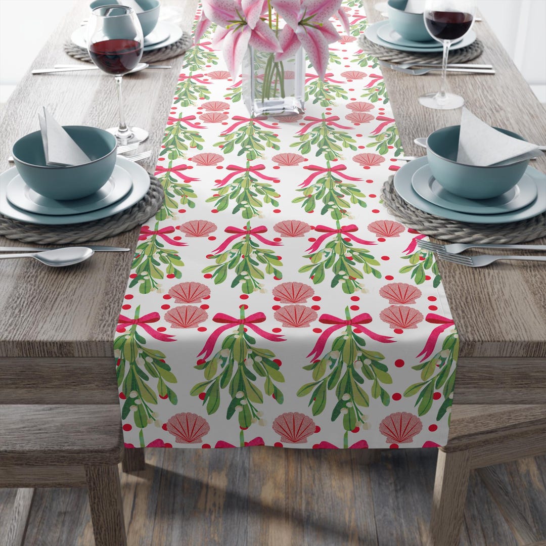 Jingle Shells Edition Festive Mistletoe Table Runner Holiday Decor ...