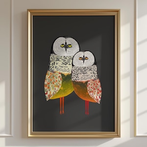 Magical Owls Art Print: Whimsical Home Decor, Gift for Bedroom, Kitchen ...