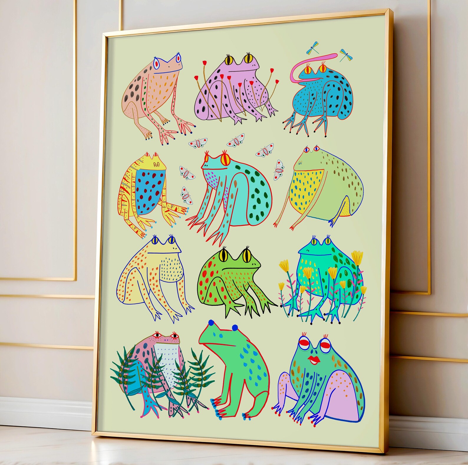 Colorful Frogs Art Print, Gallery Wall Art, Kids Decor, Poster for ...