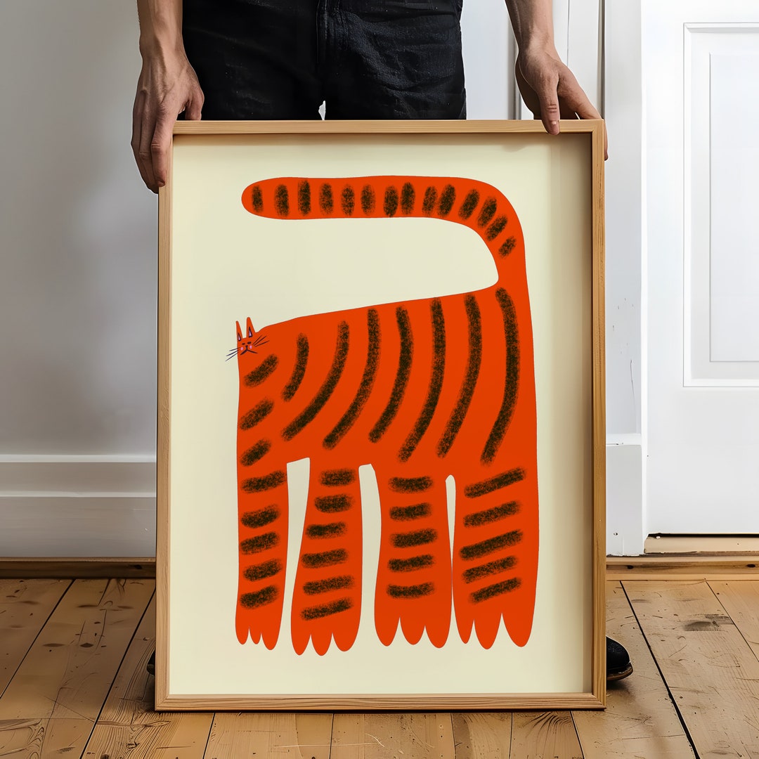 Big Red Cat Art Print and Home Decor Wall Decoration Gift for Her ...
