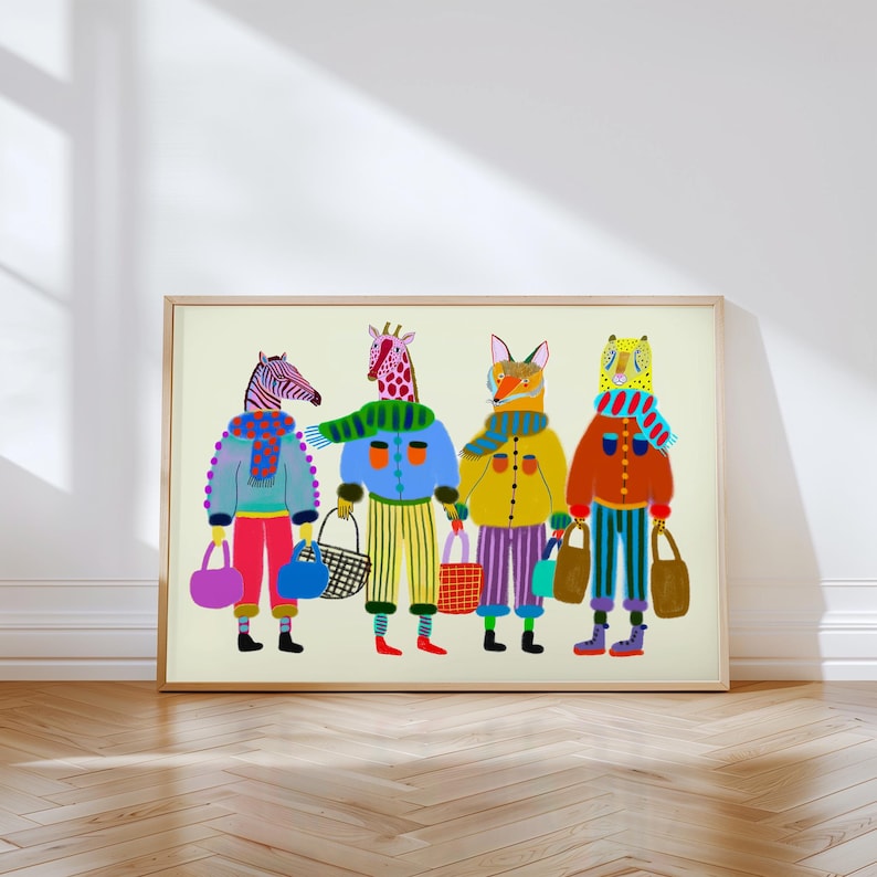 Gone Shopping, Art Print, Girls Wall Decor, Children's Playroom ...