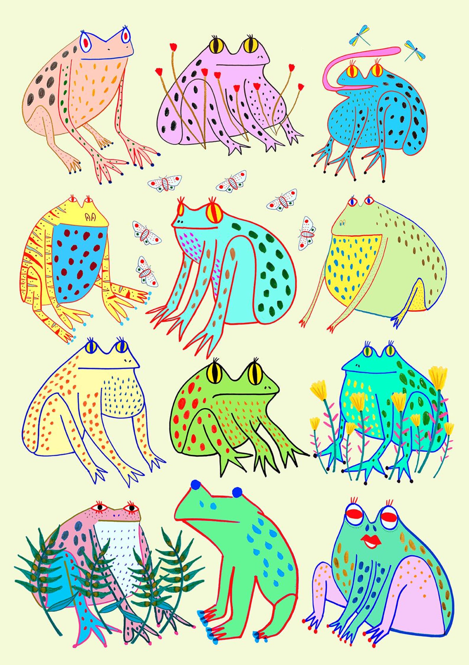 Colorful Frogs Art Print, Gallery Wall Art, Kids Decor, Poster for ...