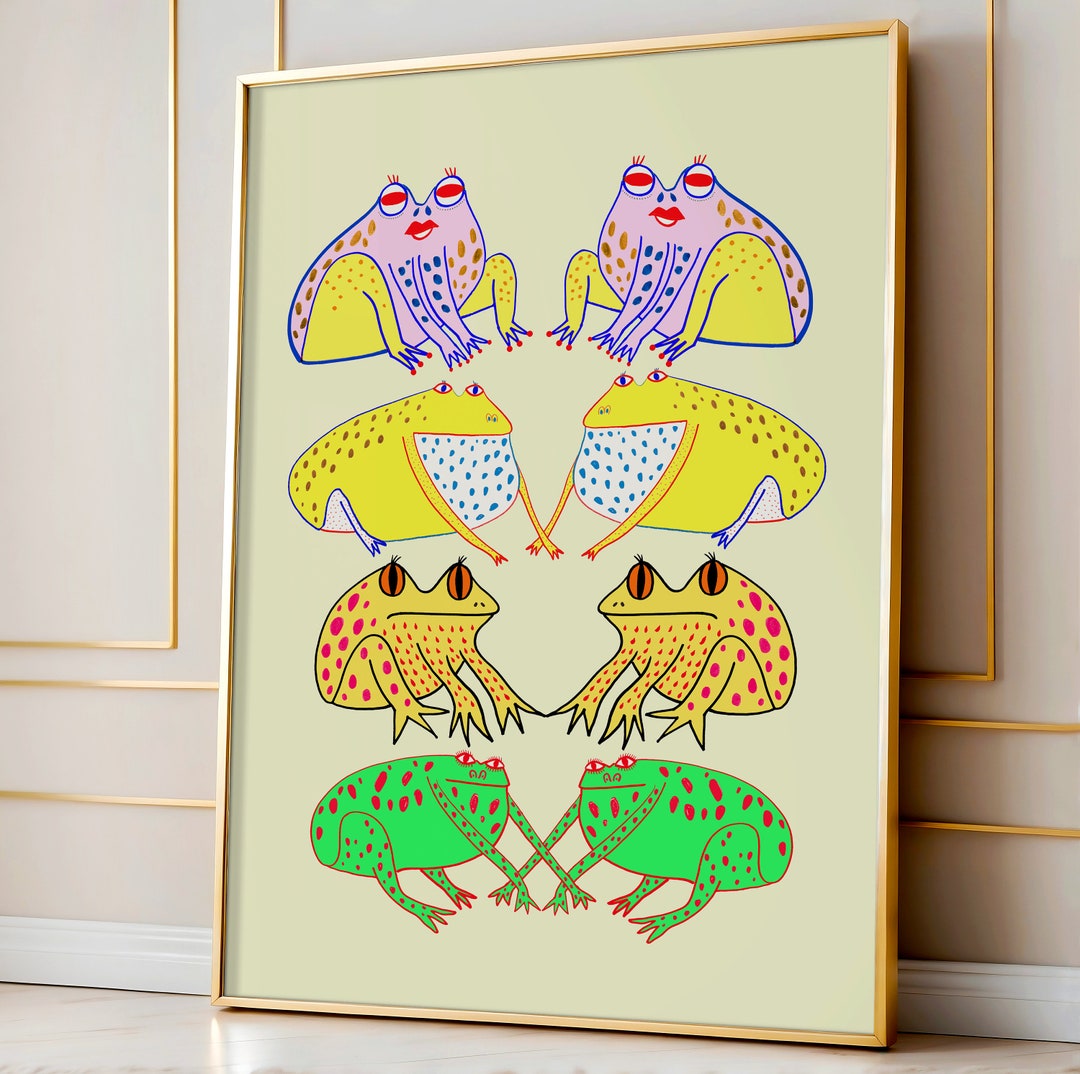 Frog Club Art Print Frogs Illustration Home Decor Poster Frog Prints ...