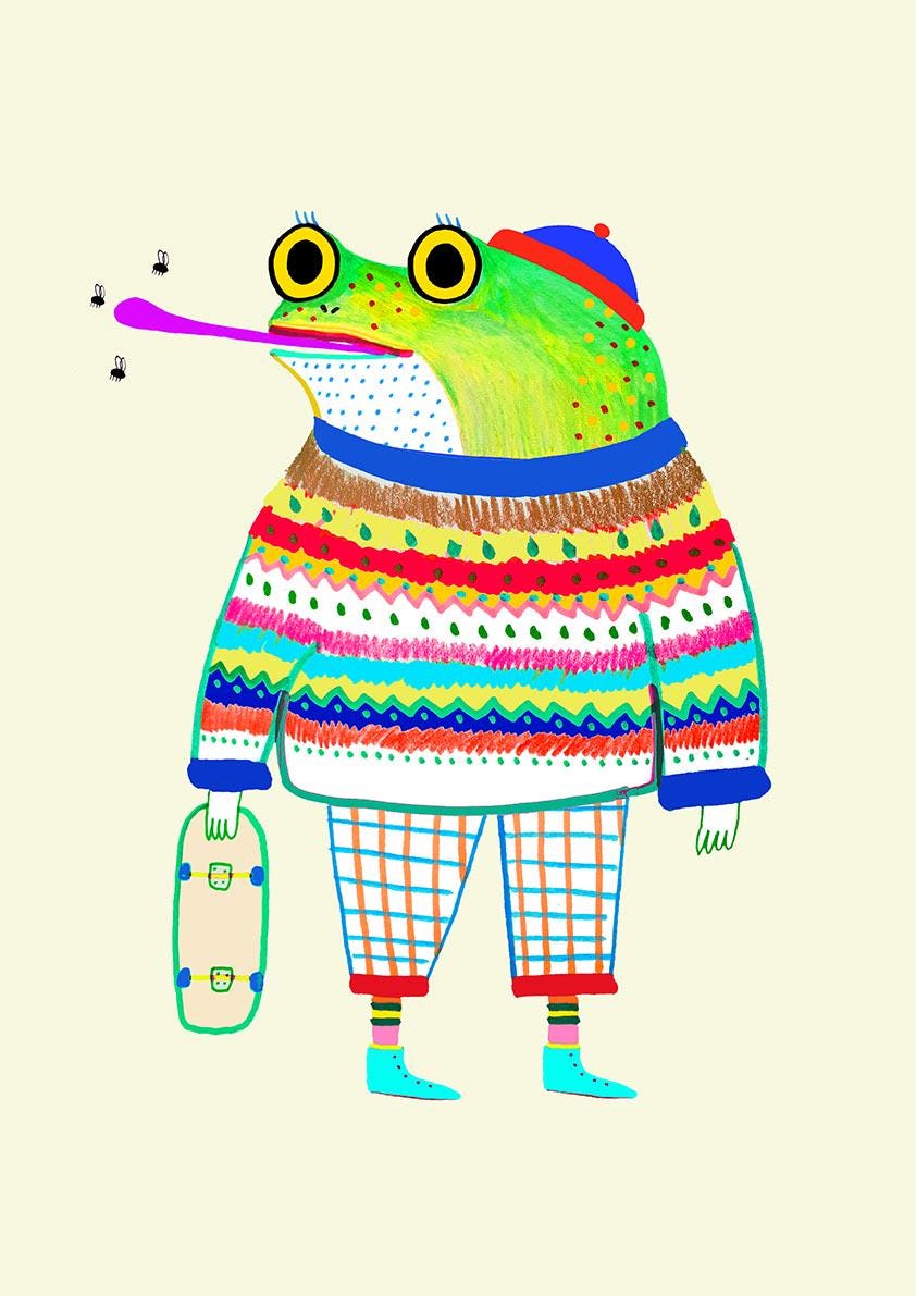 Cool Frog Art Print, Kids Decor, Boys Birthday Gift, Wall Art, Playroom ...