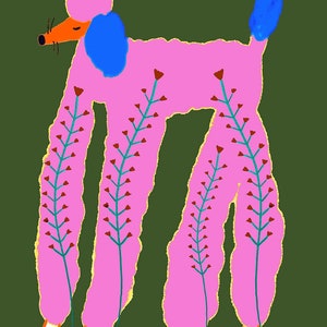 Poodle and Plants Art Print, Home Decor, Dog Illustration, House ...