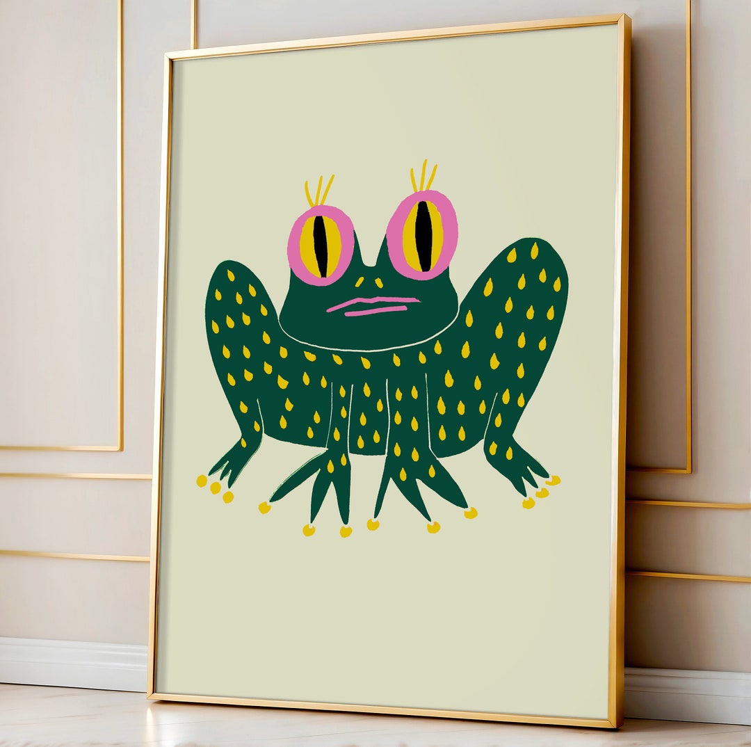 Trendy Frog Art Print House Warming Home Decor Animal Poster Gift for ...