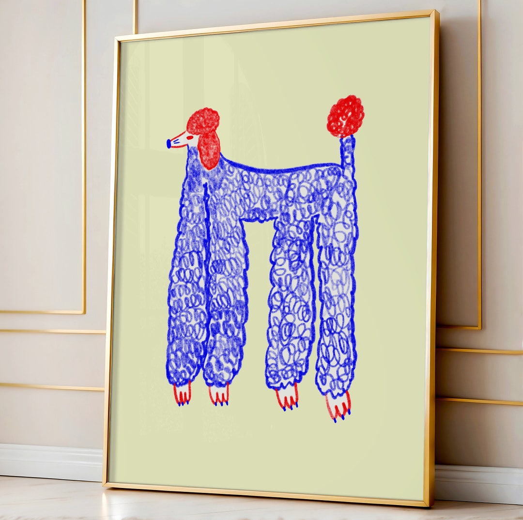 Blue Poodle Art Print, Dog Wall Decor, Gift for Her, Trendy Home Decor ...
