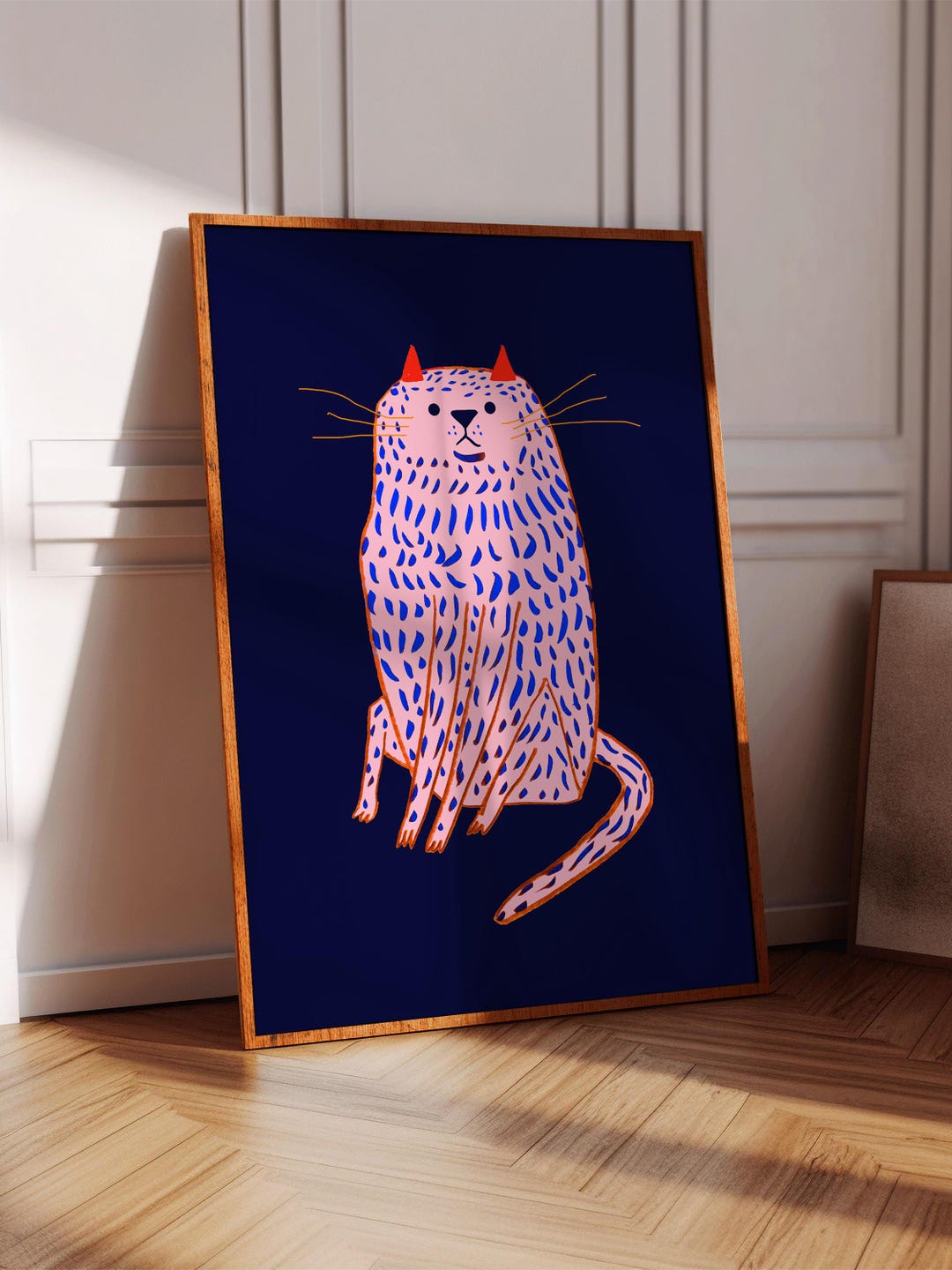 Cute Pink Cat Art Print, Gift for Her, Home Decor, Housewarming ...