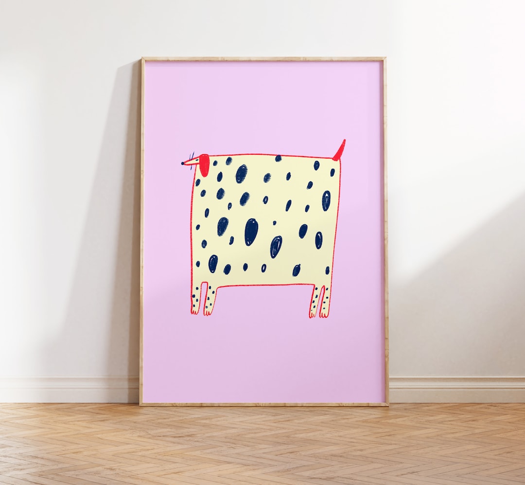 Square Dog. Art Print Wall Decor Illustration Dog Art Print Wall Art ...