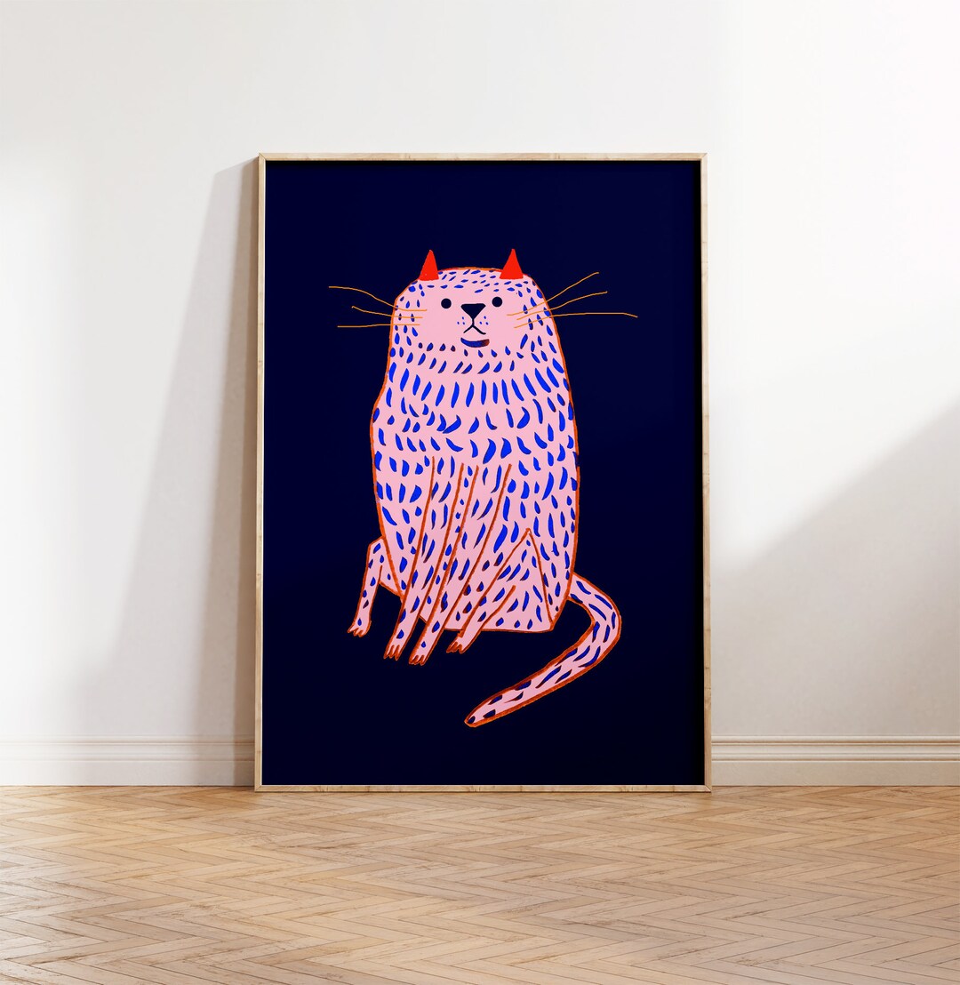 Cat Art Print Home Decor and Wall Art for Cat Lovers Cat Illustration ...