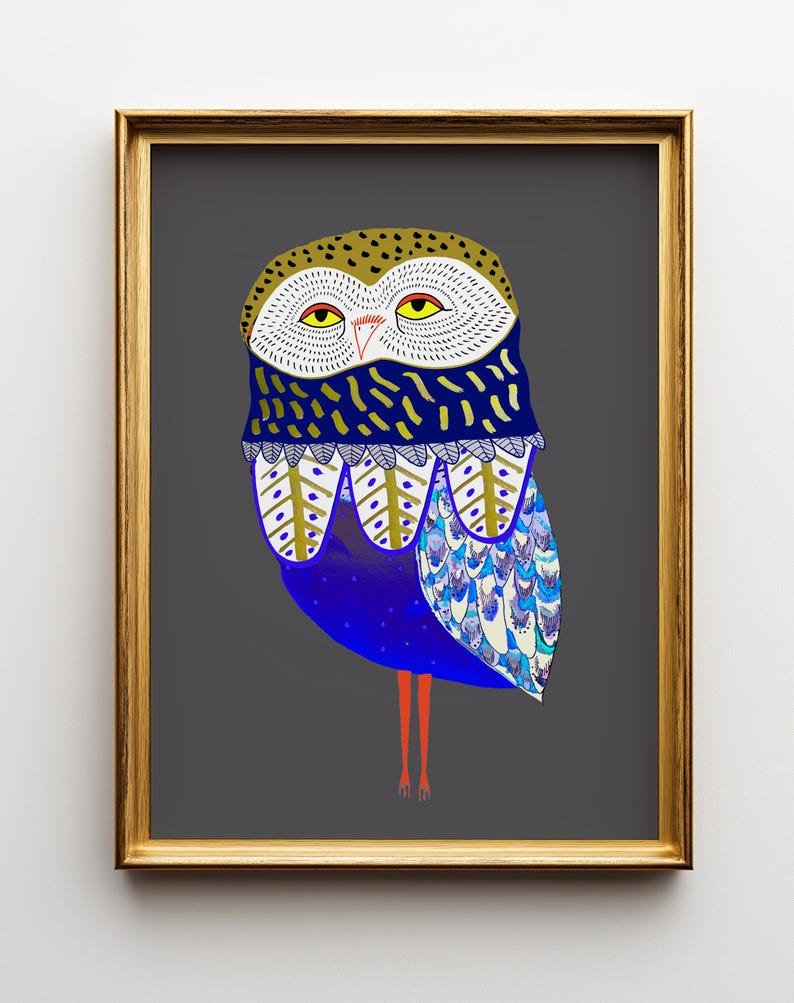 Whimsical Owl Art Print, Home Decor, Wall Decoration, Bedroom, Kitchen ...