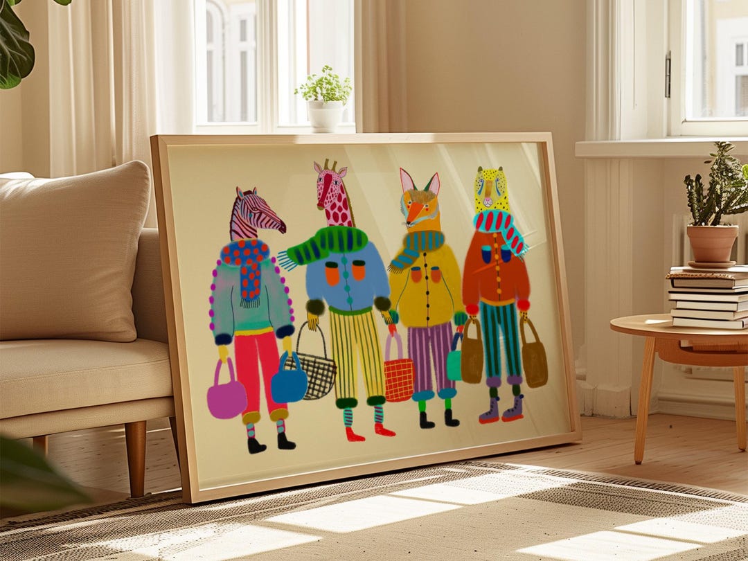 Gone Shopping, Art Print, Girls Wall Decor, Children's Playroom ...