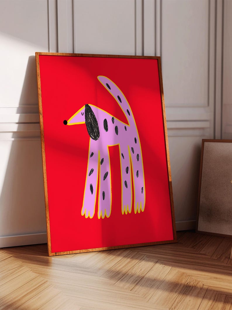 Cute Dog Art Print, Home Decor, Gift for Her, House Warming, Office ...