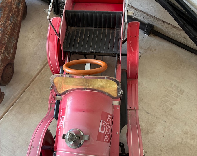 Vintage Dexton Authentic Pressed Steel Pedal Car City Fire Dept Engine ...